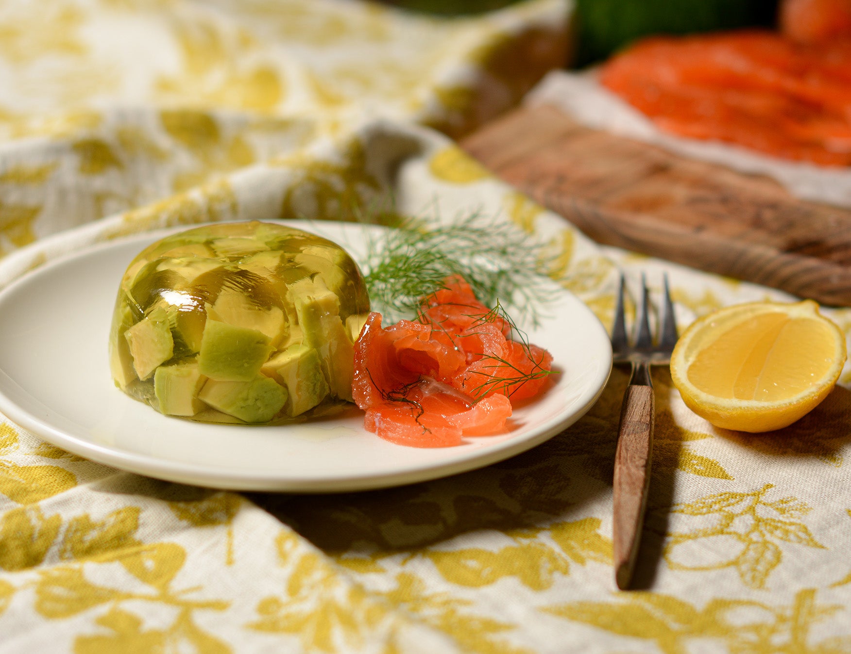 Avocado and Verjuice Jelly with Gravlax Ocean Trout Recipe | Maggie Beer